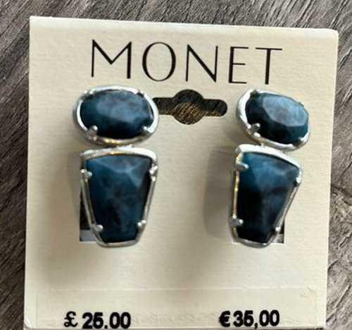 Monet, винтаж, сережки и кольцо зеленый камень