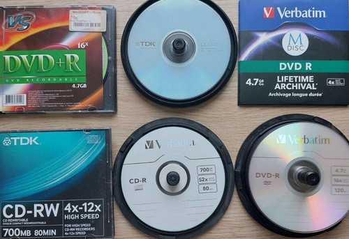 Диски, болванки DVD R, CD-R, CD-RW, карманы для CD