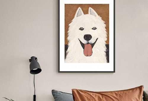 Постер с белой собакой