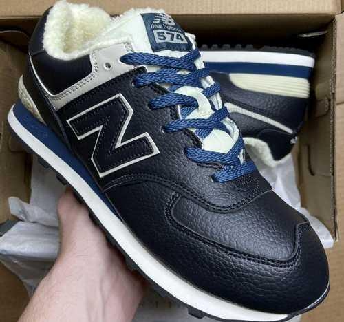 Кроссовки низкие New Balance 574 с мехом (темно-си