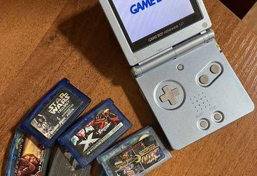 Nintendo Game Boy Advance SP + 6 картриджей