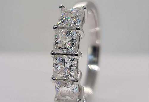 Кольцо с бриллиантами(муассанитами) Принцесса 2ct