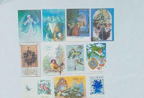 Новогодние открытки СССР чистые