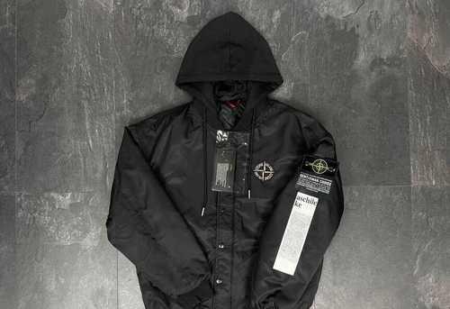 Мужской бомбер Stone Island с капюшоном