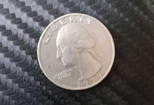 Монета 25 центов американский