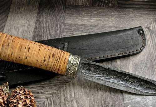 Нож "Якут-2", Дамасская сталь, рукоять береста, ли