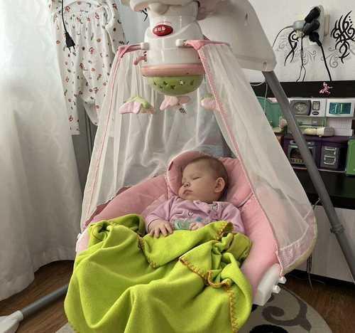 Шезлонг качели люлька Fisher price Сад бабочек