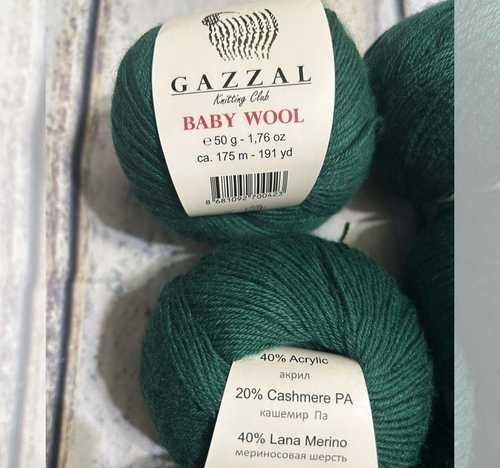 Пряжа gazzal baby wool 6шт. зеленый