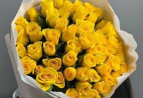 51 желтая роза, букет из желтых роз