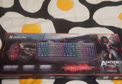 Клавиатура Defender Anger MKP-019 черная и мышка