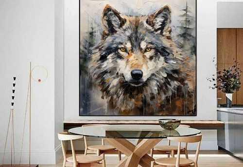 Картины с диким животным большая живопись волк