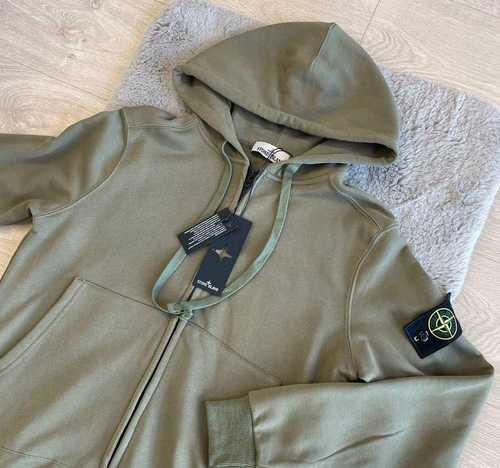 Зип-худи Stone Island + термопатч болотный цвет