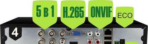 Видеорегистратор HM1eco гибридный, 4 канала H.265