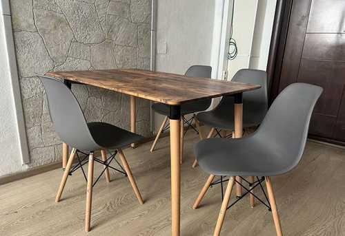 Кухонный стол и стулья комплект Eames 4 шт серые