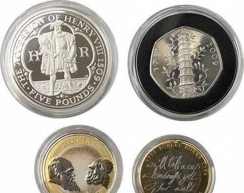 Серебряная Набор монет 50 пенсов, 2, 5 фунтов 2009