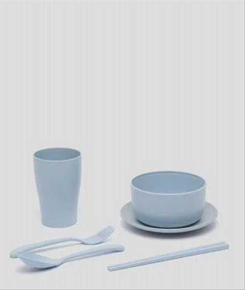 Экологически чистый набор посуды голубой