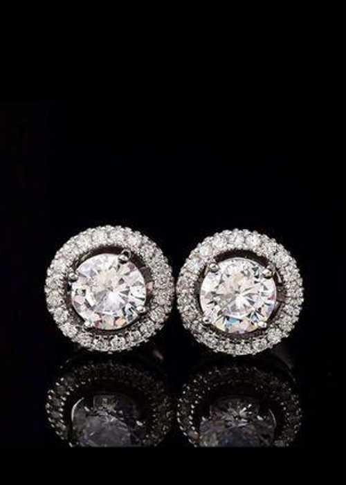 Серьги гвоздики с муассанитами 1 карат