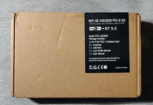 Карта WiFi 6E + BT 5.3 Fenvi AXE3000 Pci-E, новая