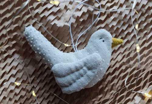 Елочная игрушка Птичка (текстиль)