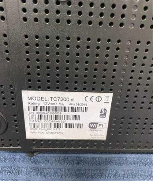 Wifi роутер technicolor TC7200