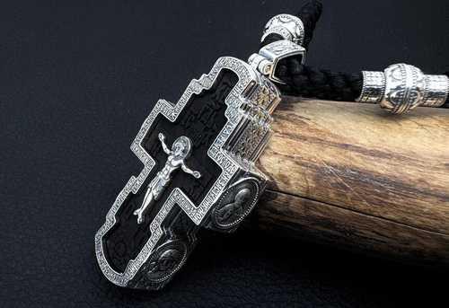 Крест дерево серебро с шнурком