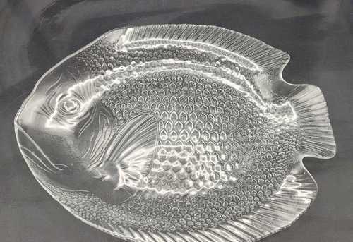 Большое блюдо стекло Рыба Arcoroc France Франция