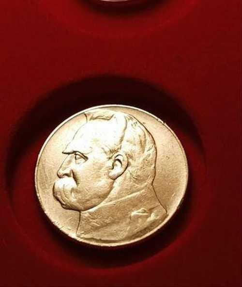 10 злотых 1935 Польша Пилсудский серебро