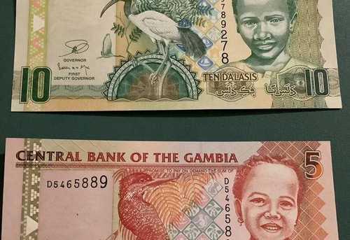Коллекционные банкноты Гамбии 5,10 дал