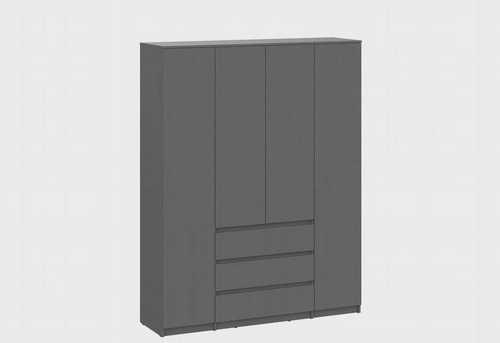 Шкаф 4-х створчатый с ящиками Денвер графит серый