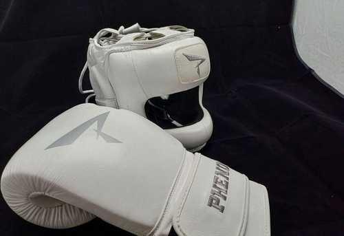 Комплект боксерские перчатки и шлем кожа