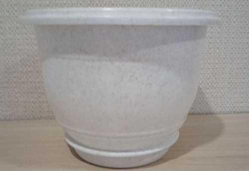 Горшок для цветов пластик белый мрамор (V-5л) бу