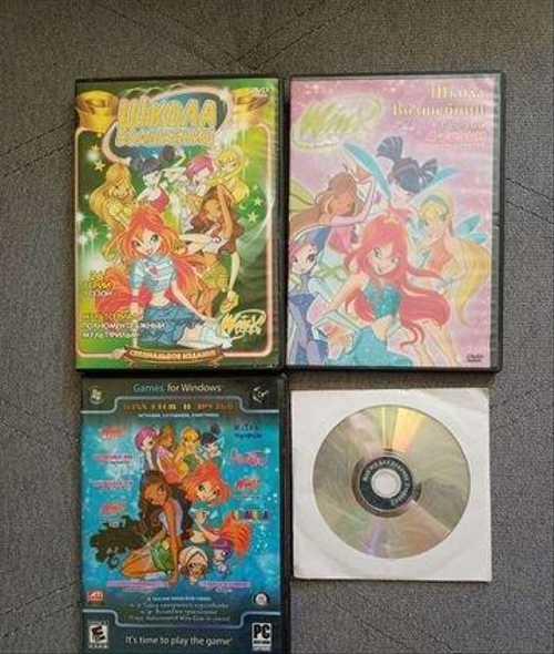 DVD диски winx 1,3,4 сезон, +игры для девочек