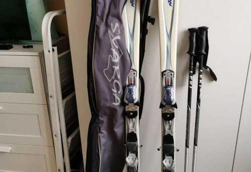 Горные лыжи Nordica 143, палки 110, ботинки 24,5