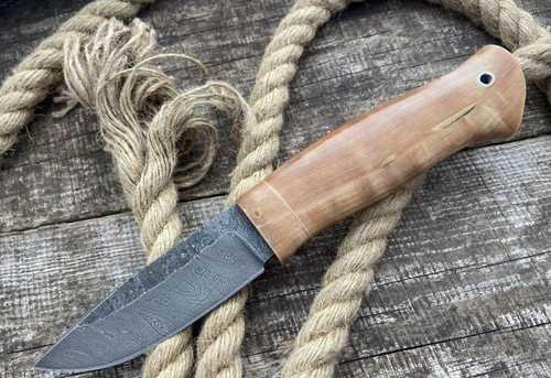 Кованый охотничий нож из дамасской стали