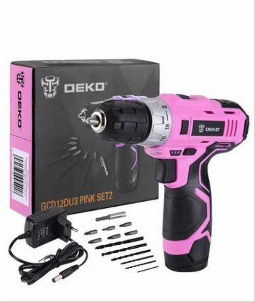 Аккумуляторная дрель-шуруповёрт Deko gcd12du3 Pink