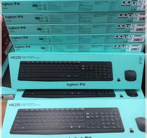 Клавиатура+мышь беспроводная Logitech MK235 серый