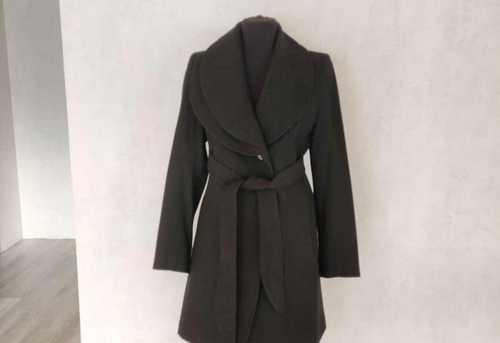 Демисезонное пальто женское чёрное шерсть 44