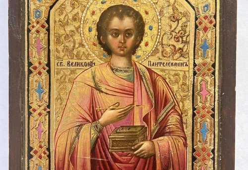 Старинная икона Св. вмч. Пантелеимон