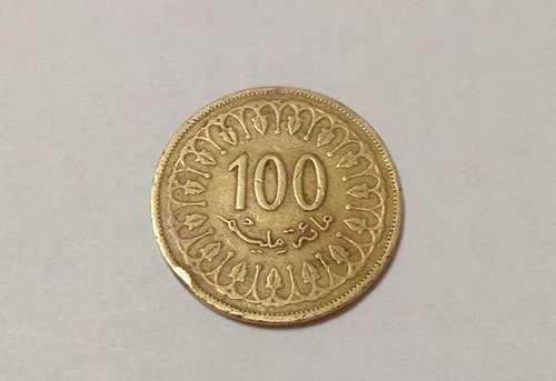 Монета. 100 миллимов Тунис