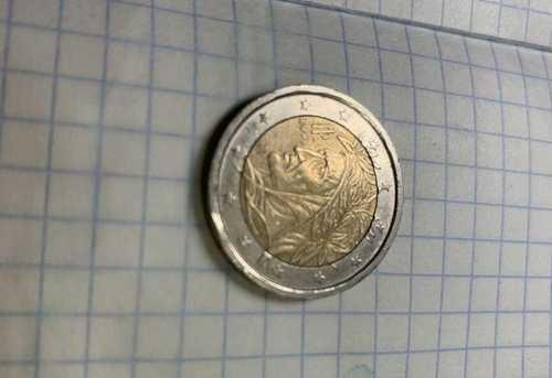 Монета 2 евро Италия 2002 год Петрарка