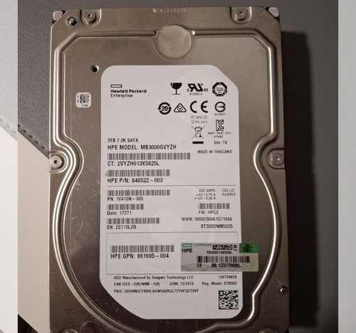 Жесткий диск HDD 3Tb SATA HPE (Seagate ST3000NM000