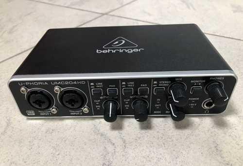 Behringer umc204hd звуковая карта аудиоинтерфейс