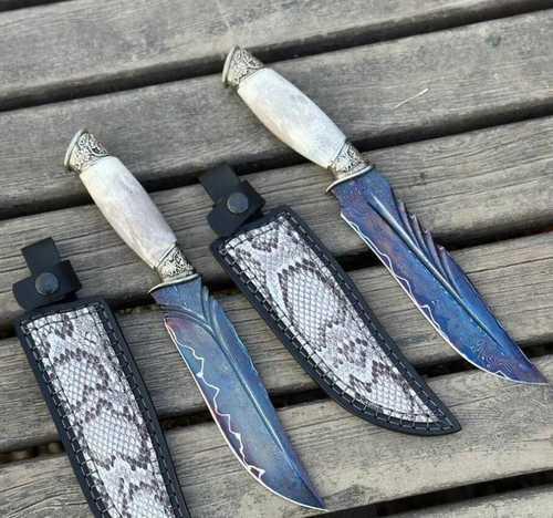 Нож никелированный Дамаск рог лося (Арт.58721)