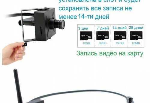 Комплект маленькая видеокамера wifi 2MP 64гб