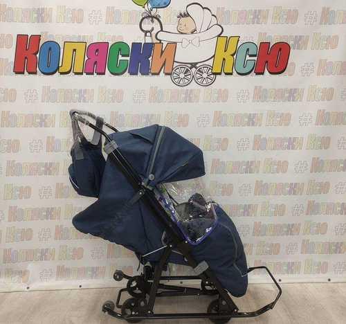 Санки-коляски Galaxy Snow kids 3-3С джинс темно-синий
