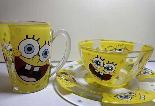 Набор детской посуды с губкой бобом