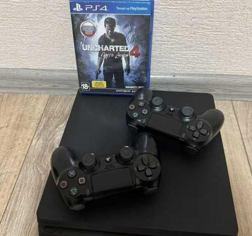 Sony PlayStation 4 Slim, 1000 гб, 2 геймпада