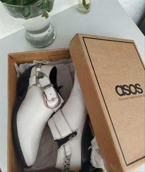 Белые кожаные туфли в стиле вестерн ASOS
