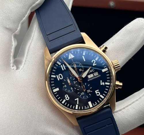 Мужские кварцевые синие часы IWC