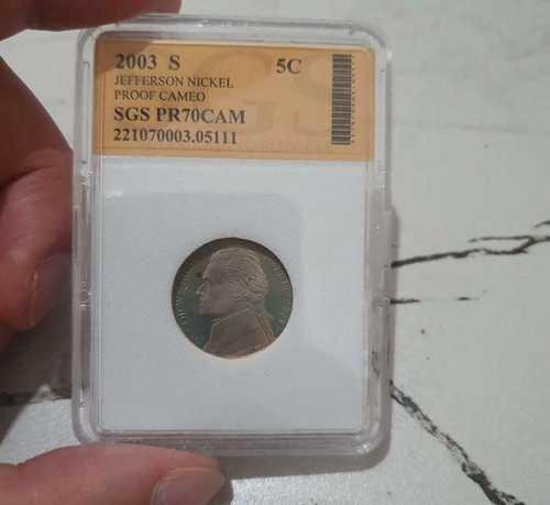 США 5 центов 2003 года «Jefferson Nickel» "S"